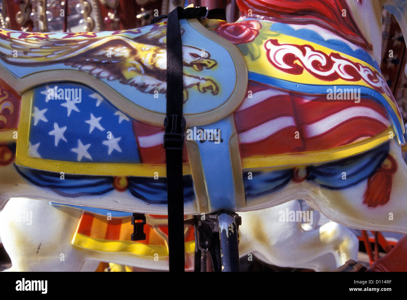 American flag and "Dad" painted on a carousel horse Stock Photo - Alamy