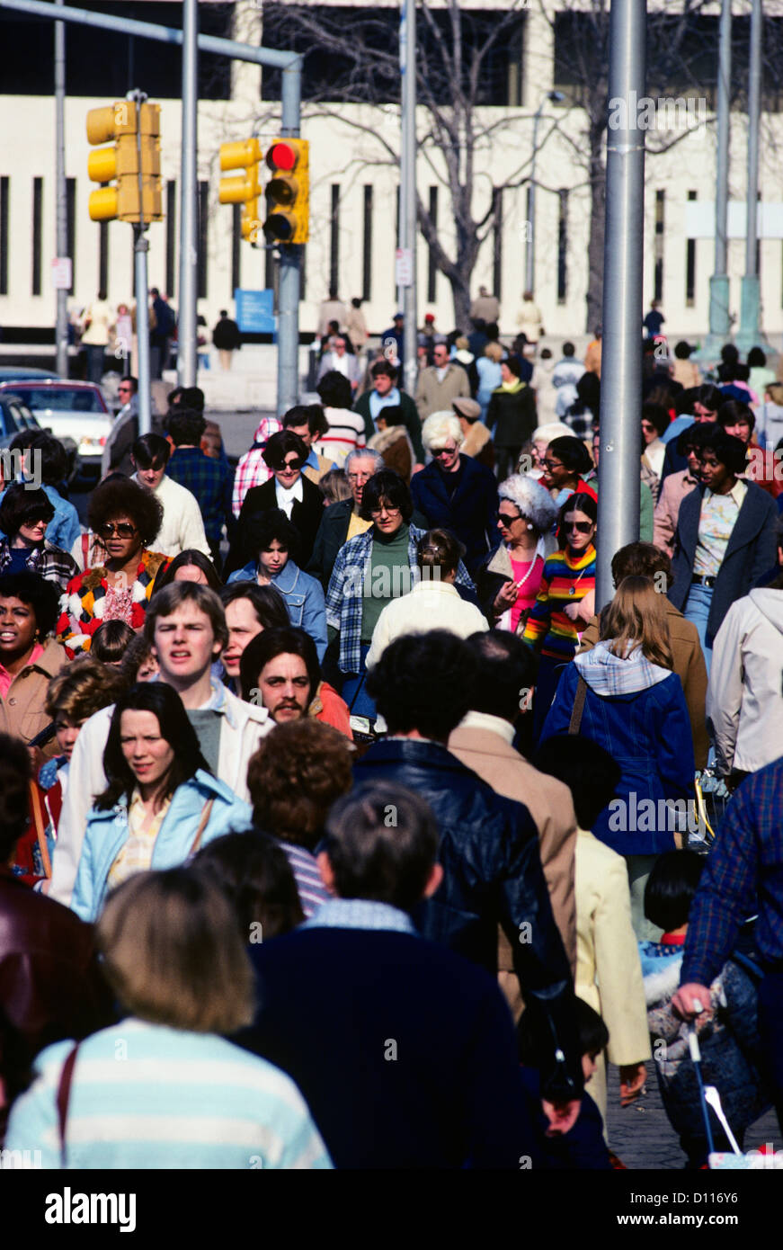 1970s CROWDED STREET SCENE NEAR THE CIVIC CENTER PHILADELPHIA Stock ...