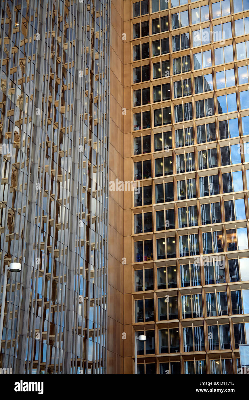 Reflections of flats in the glass edifice of the Axel Springer building ...
