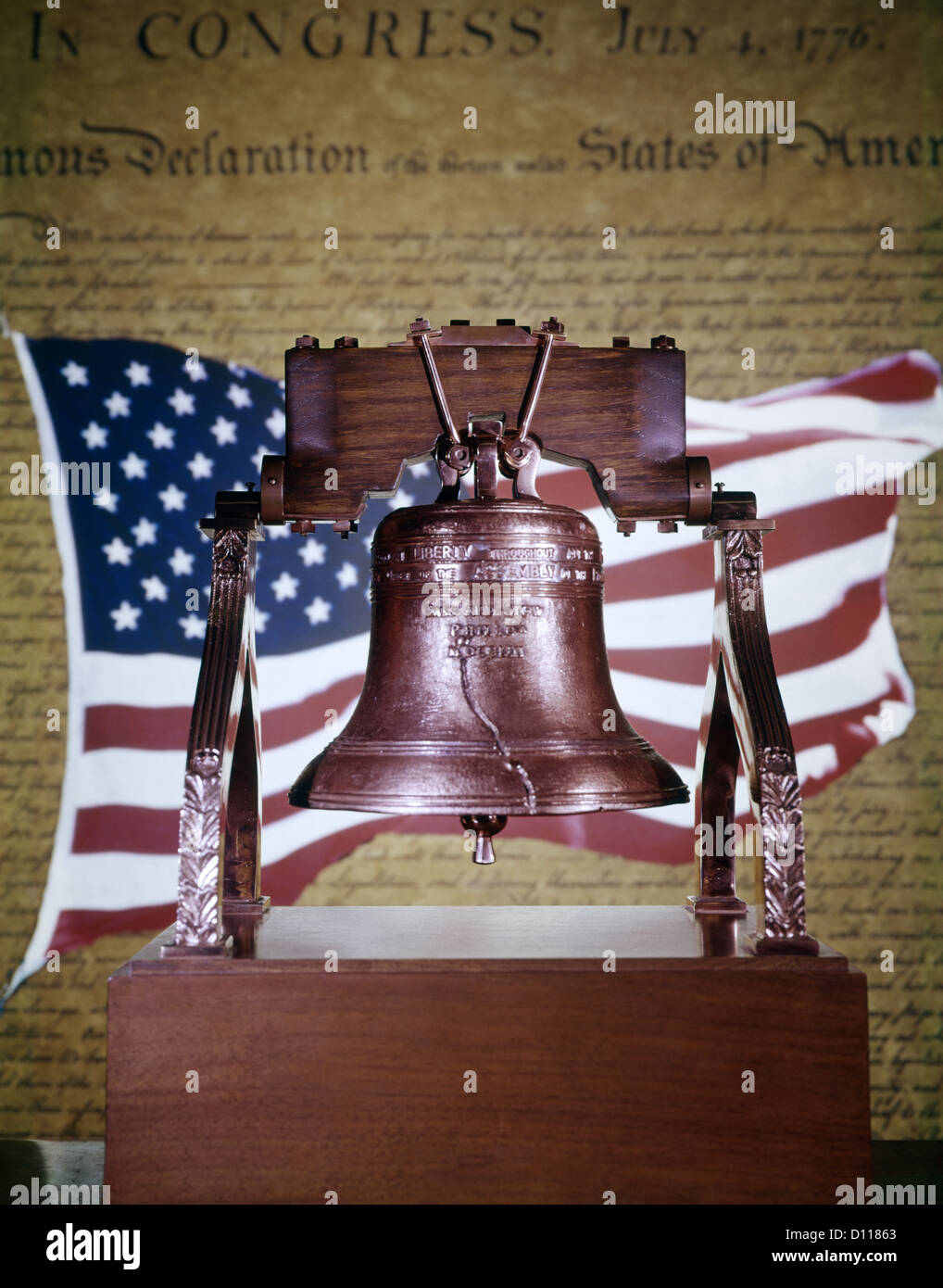 LIBERTY BELL DECLARATION OF INDEPENDENCE AND THE AMERICAN FLAG ...