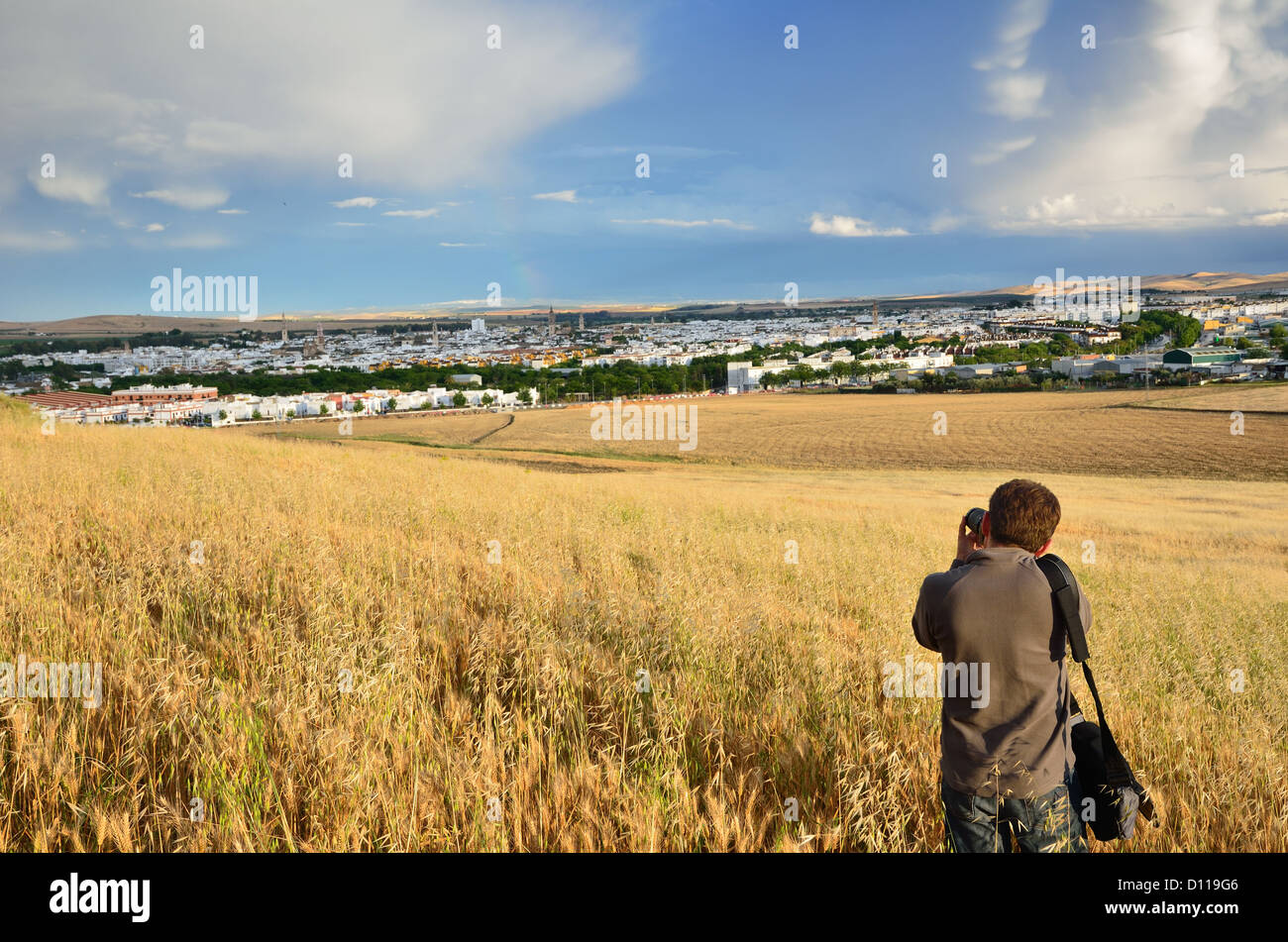 Photographing a Spanish country landscape in spring Stock Photo - Alamy