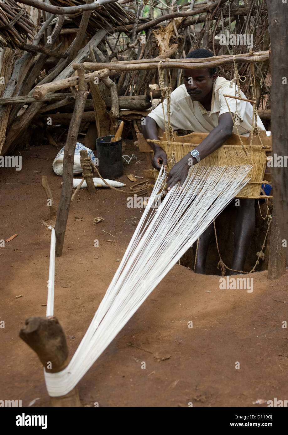 Portrait Of A Konso Tribe Weaver Working, Konso, Omo Valley, Ethiopia ...