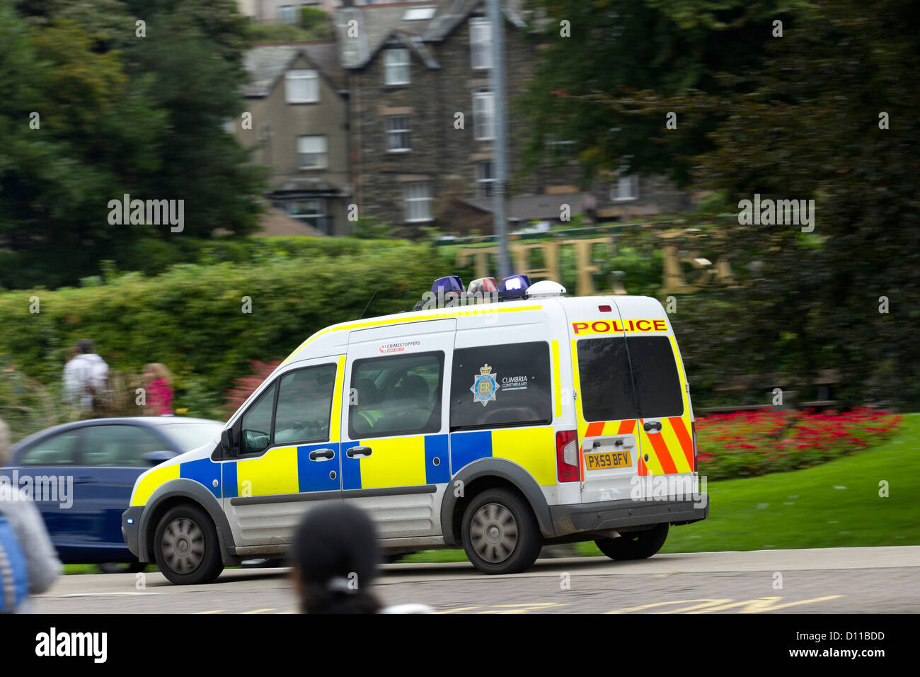 Cumbria Constabulary Police van racing - speeding along Bowness Bay ...