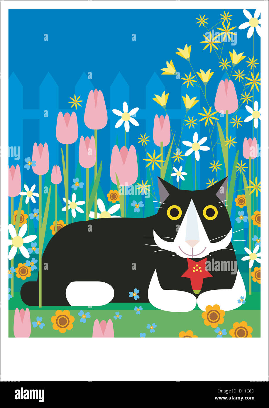 Cat holds flower Stock Photo - Alamy
