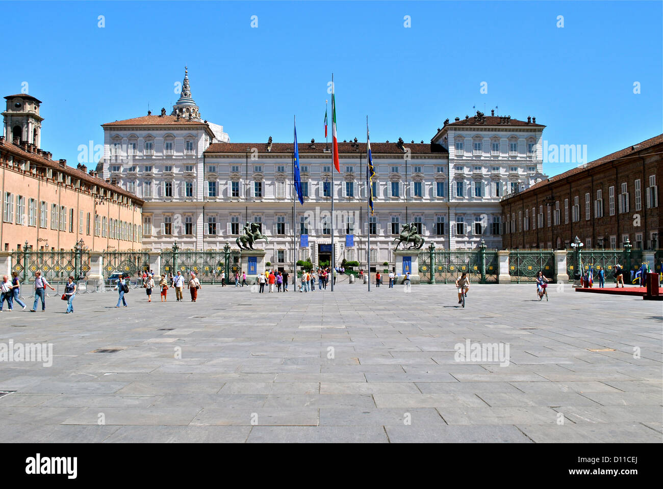 Palazzo reale on piazza Castello square in a sunny day in Turin Stock ...
