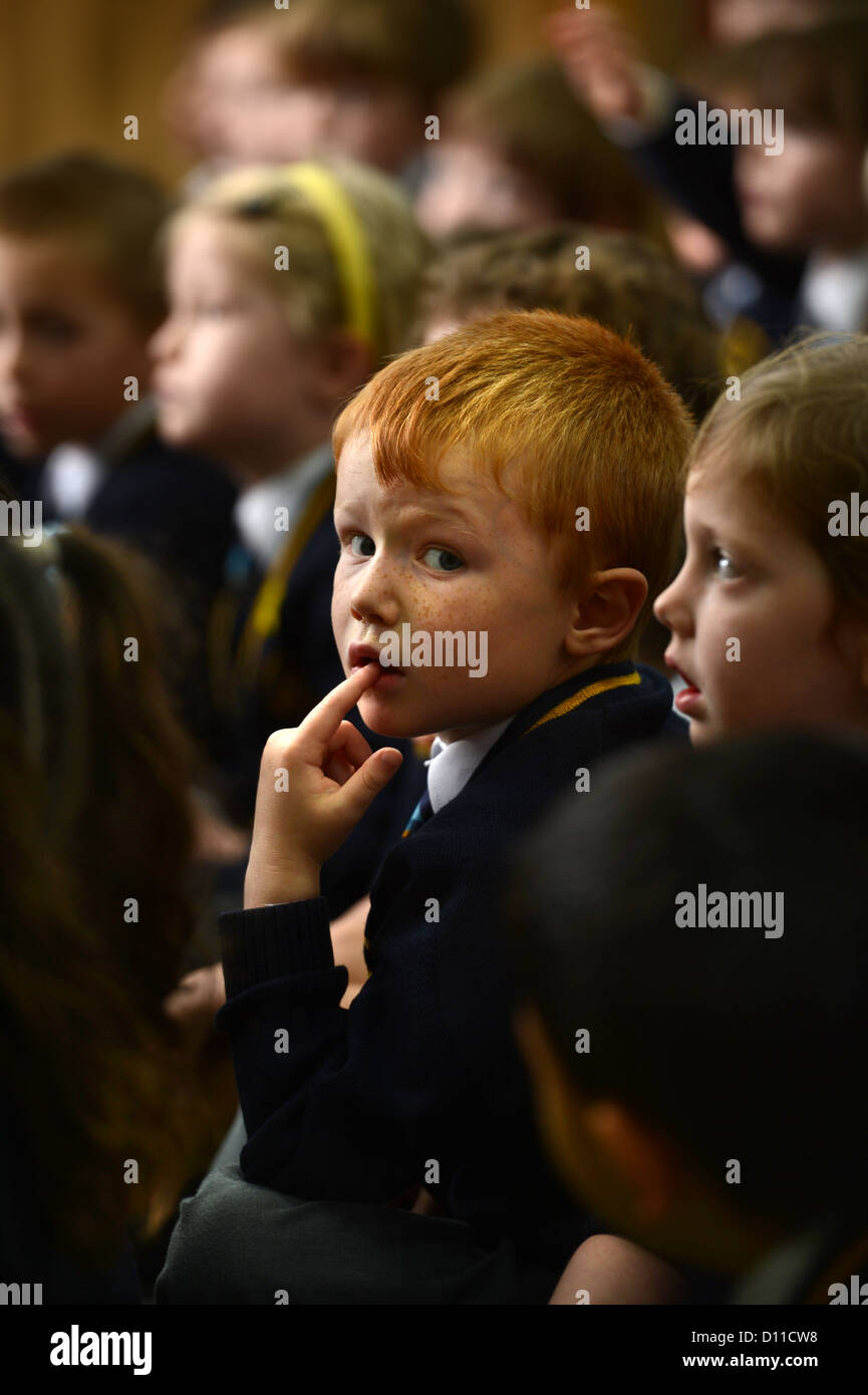 Children in morning assembly at Our Lady & St. Werburgh's Catholic ...
