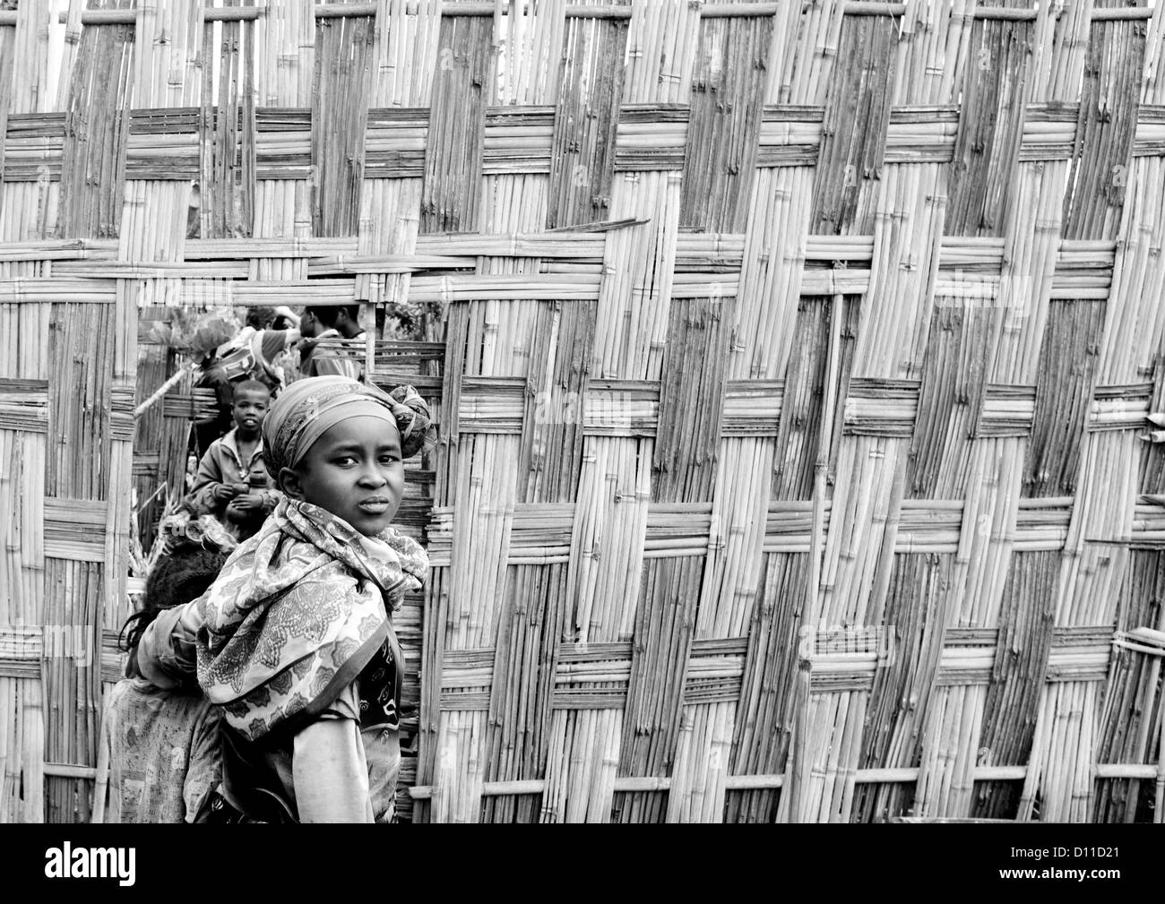 Dorze Tribe Kids Seen Through The Door Of A Traditionally Bamboo Fence ...