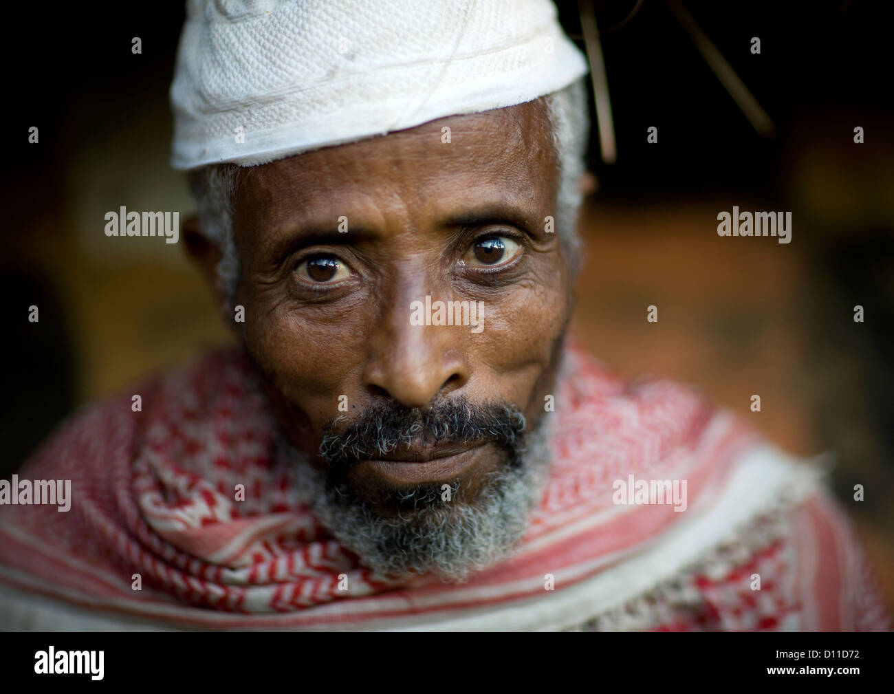 Portrait Of An Old Muslim Man With Beard And Keffieh, Adama, Ethiopia ...