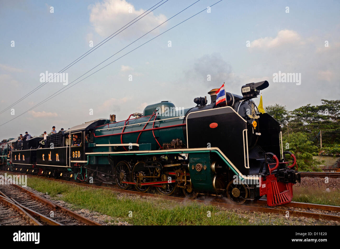 steam train making a special run from Bangkok to Ayutthaya in ...