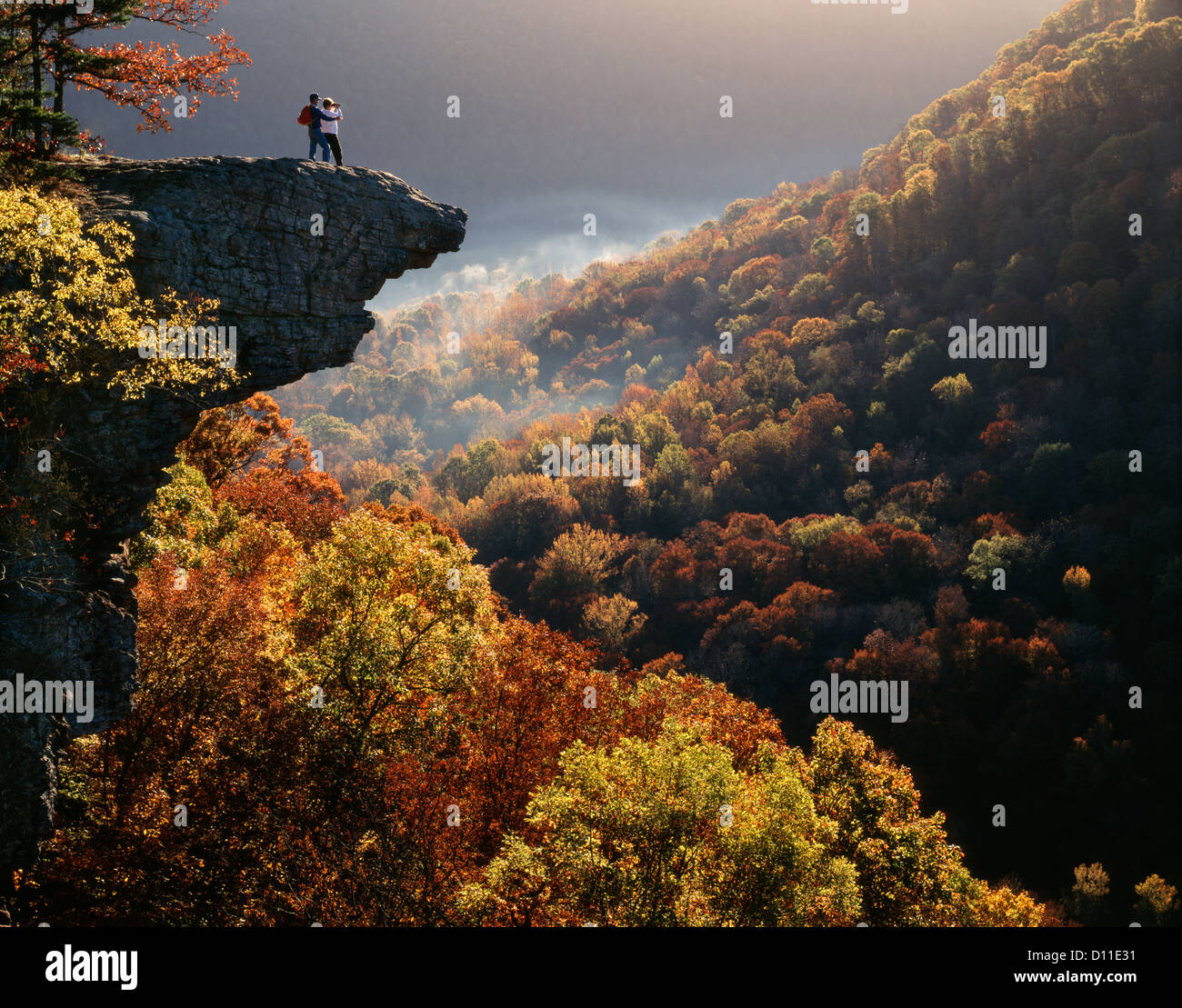 TWO PEOPLE HIKERS ON WHITAKER POINT IN UPPER BUFFALO RIVER WILDERNESS ...