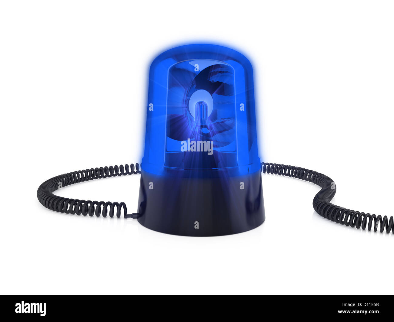 3d render of blue flashing light on a white background Stock Photo - Alamy