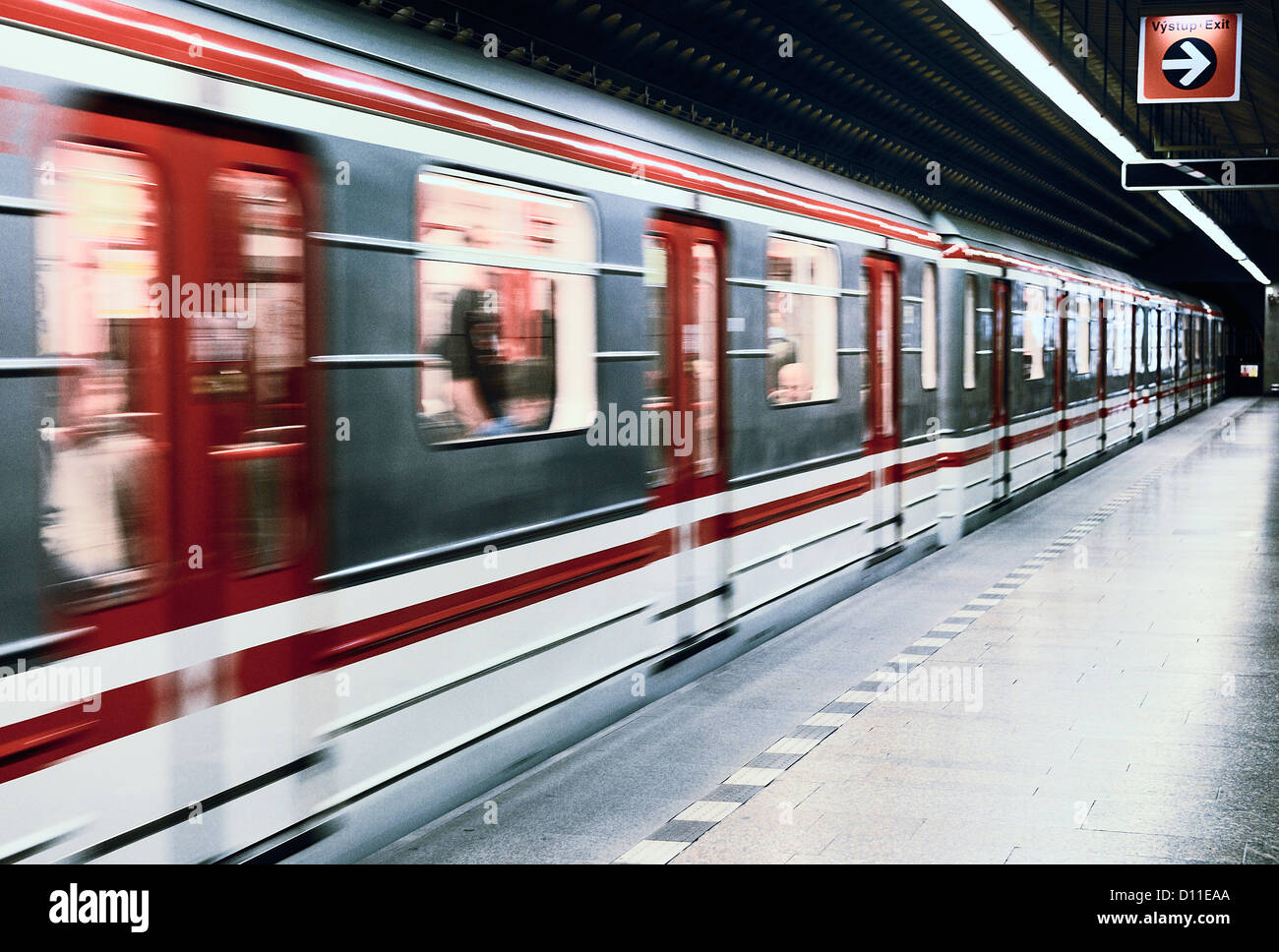European metro transit vehicle in motion Stock Photo - Alamy