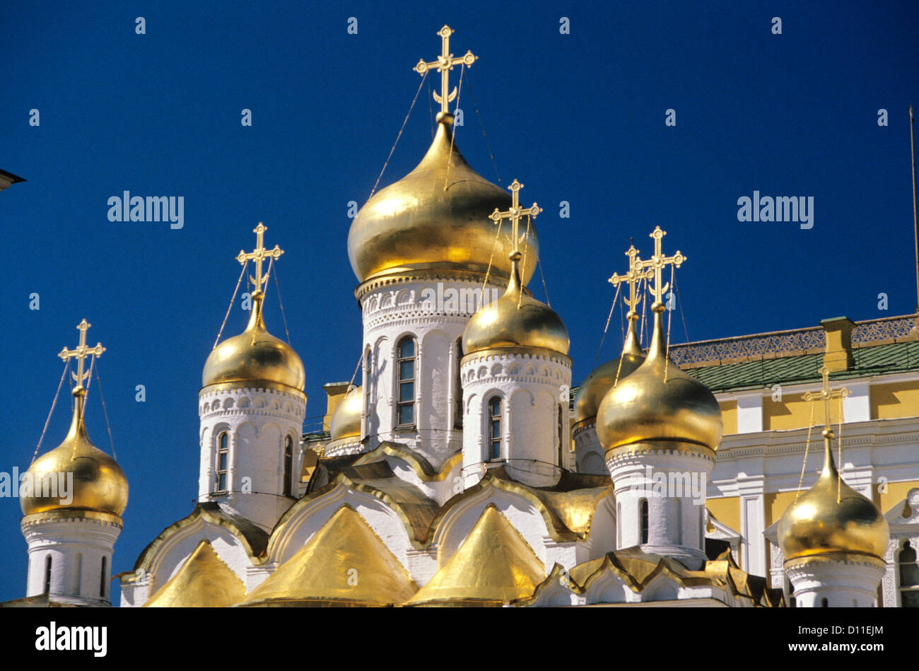 1990s CATHEDRAL OF THE ANNUNCIATION GOLDEN SPIRES KREMLIN MOSCOW RUSSIA ...