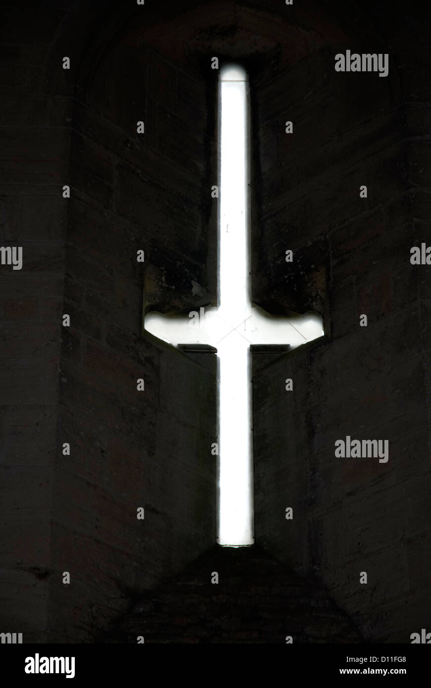 Cross shaped window in the tithe barn, Bradford on Avon Wiltshire ...