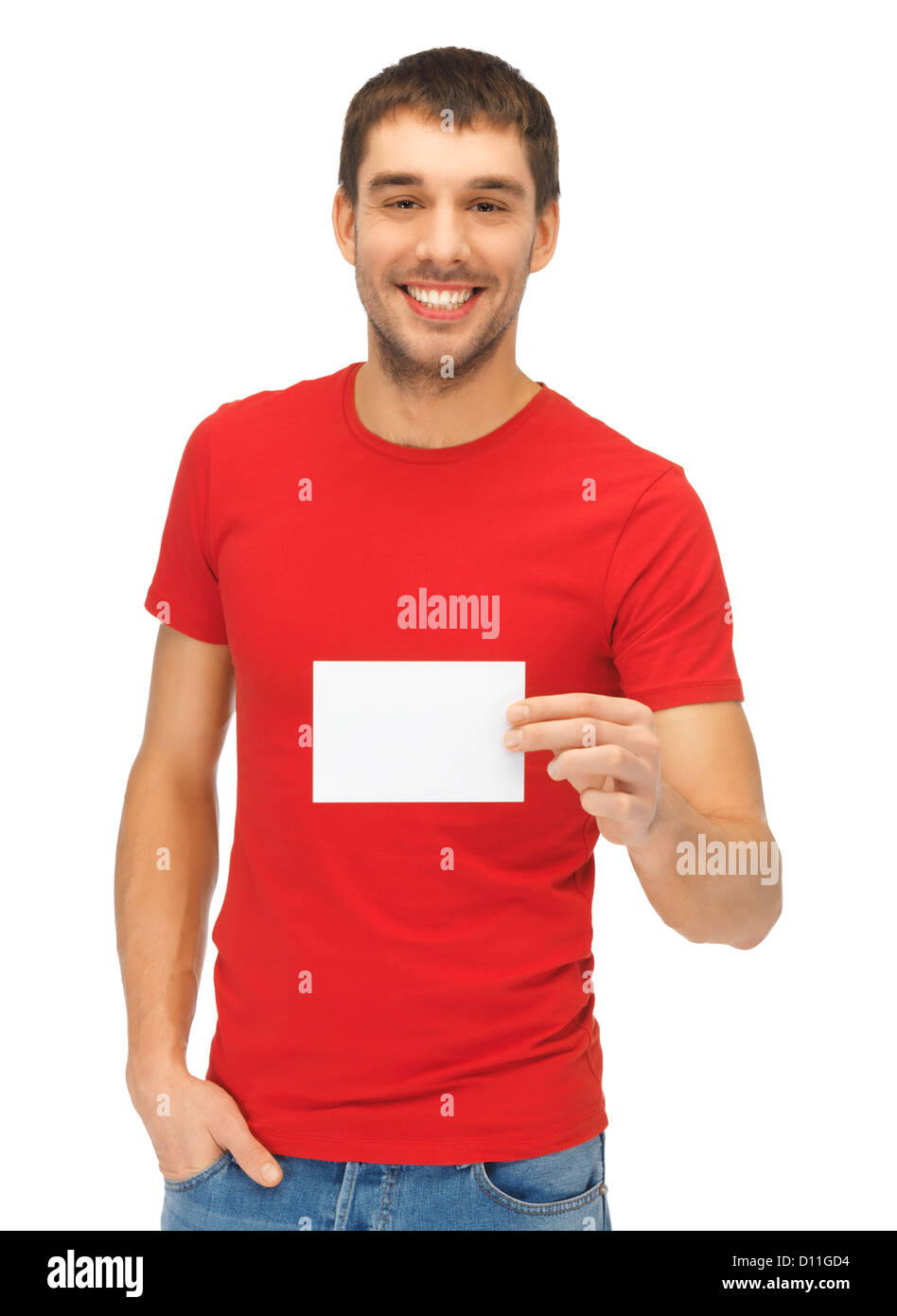 handsome man with note card Stock Photo - Alamy