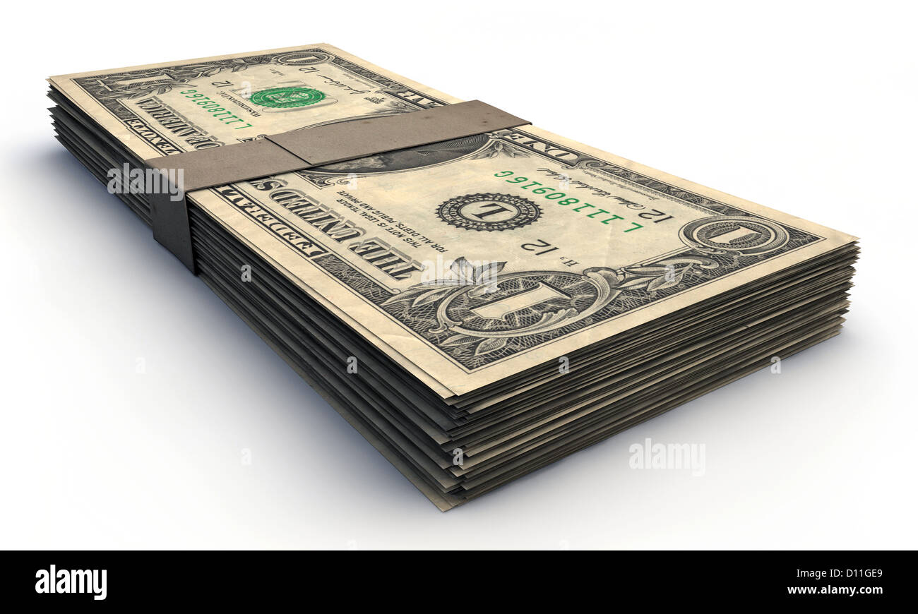 one dollars stack isolated on white background Stock Photo - Alamy