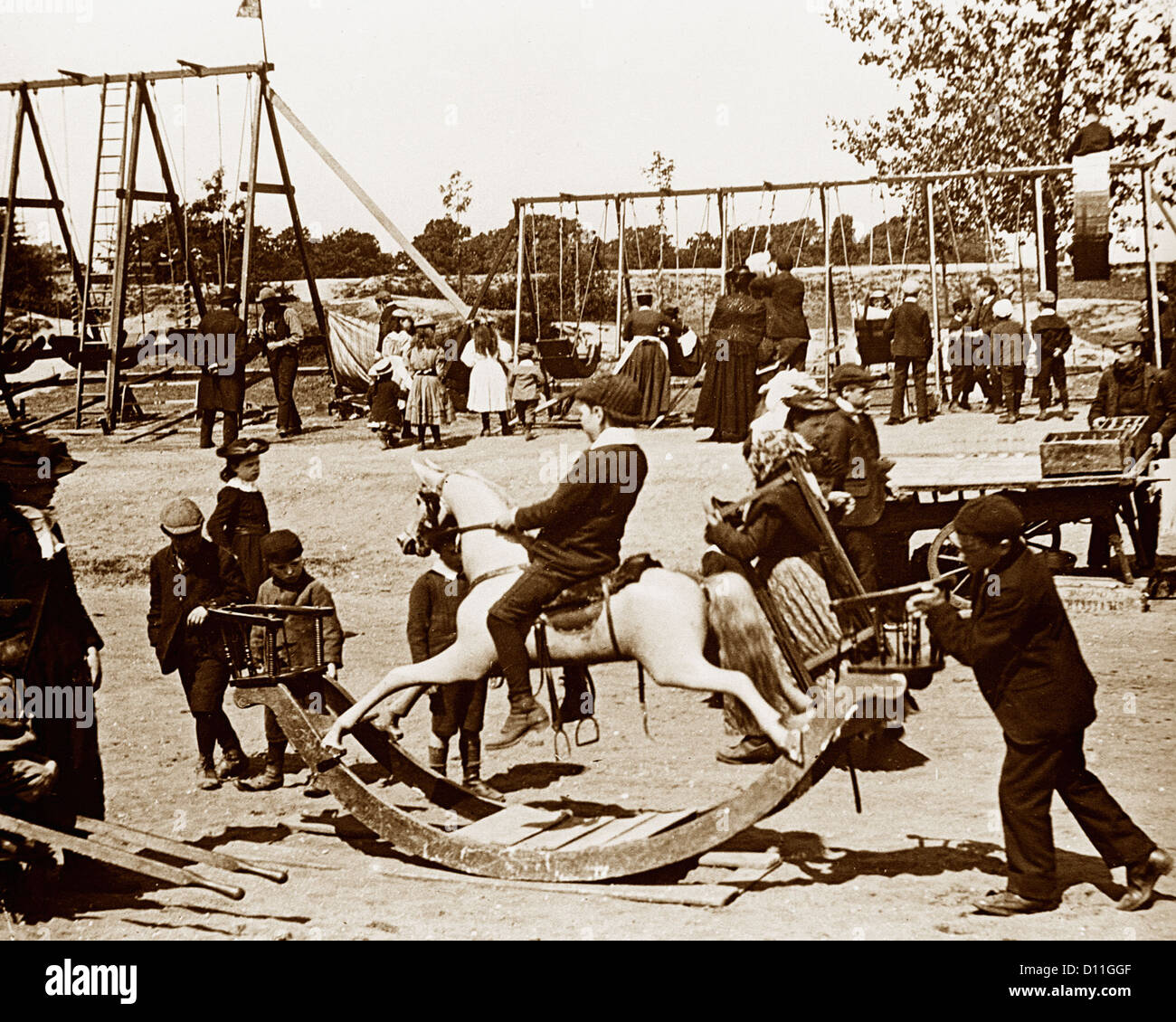 Hampstead Heath children's playground London Edwardian period Stock ...