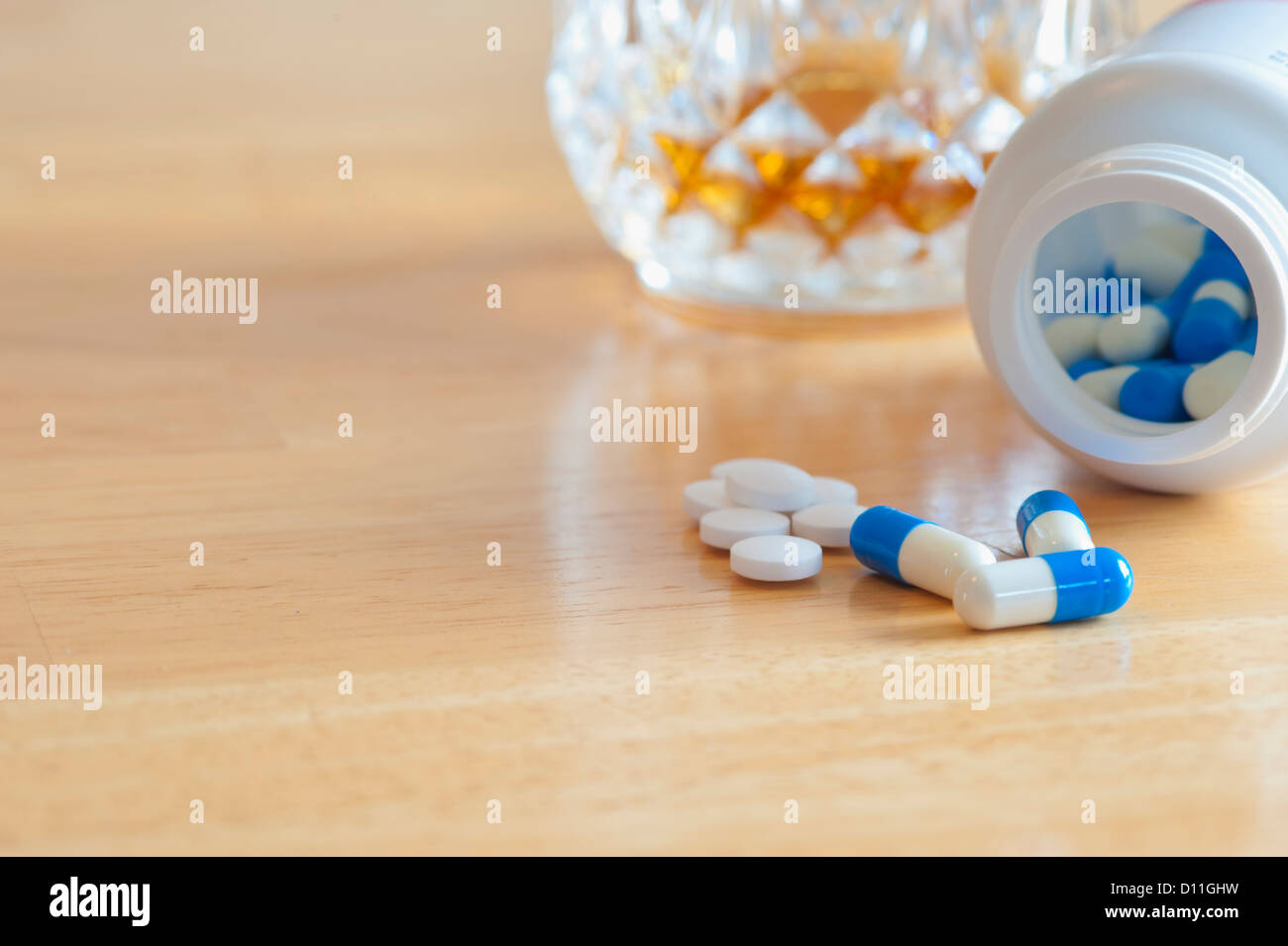 USA, Texas, Alcohol with drugs on table Stock Photo - Alamy