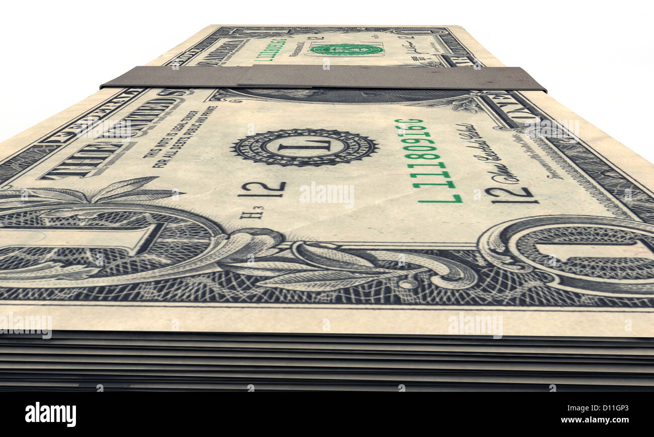 one dollars stack isolated on white background Stock Photo - Alamy
