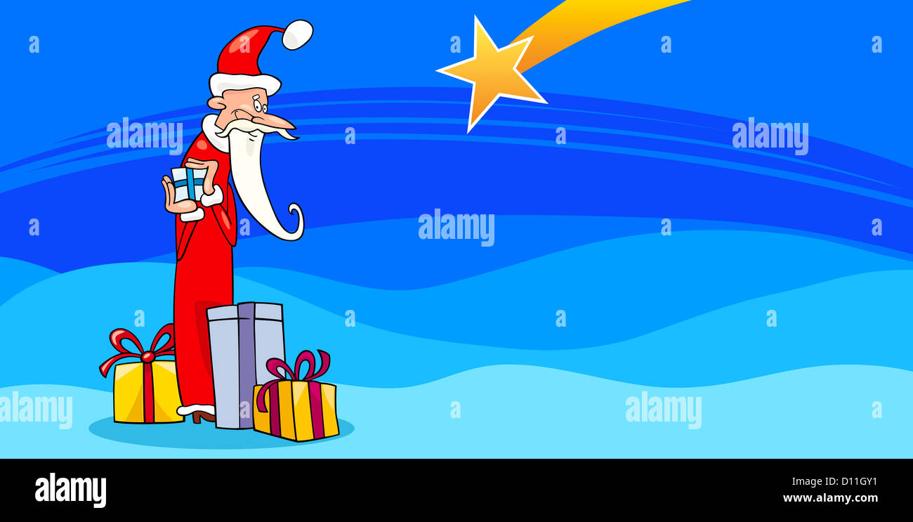 Greeting Card Cartoon Illustration of Santa Claus or Papa Noel or ...