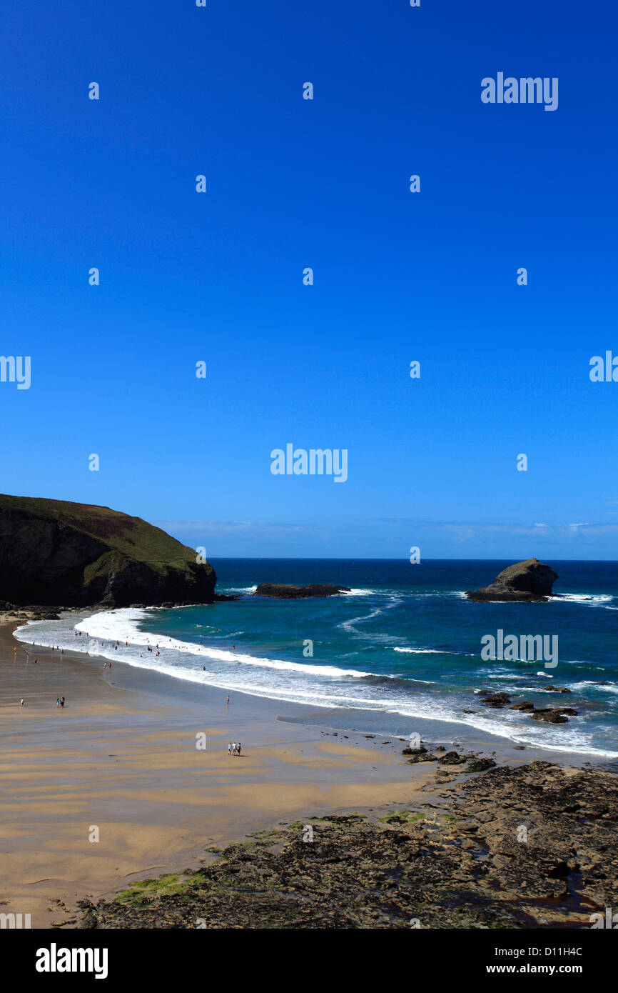 Coastline at Portreath coastal village, Cornwall County, England, UK ...