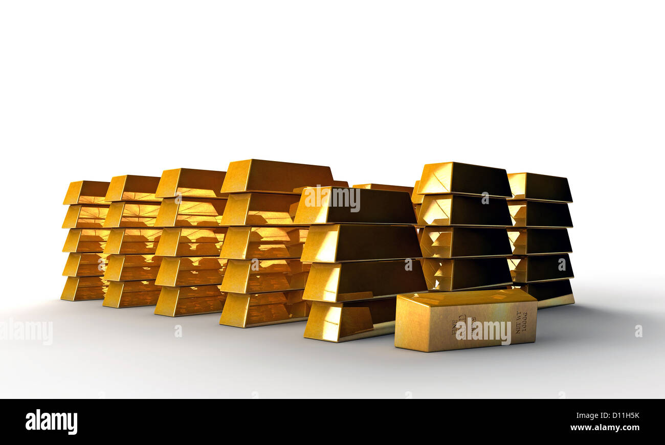 gold bars isolated on white background Stock Photo - Alamy