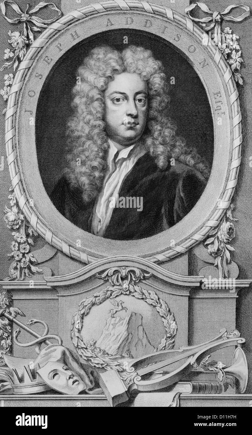 ENGRAVING PORTRAIT JOSEPH ADDISON ENGLISH ESSAYIST POET POLITICIAN 1672 ...