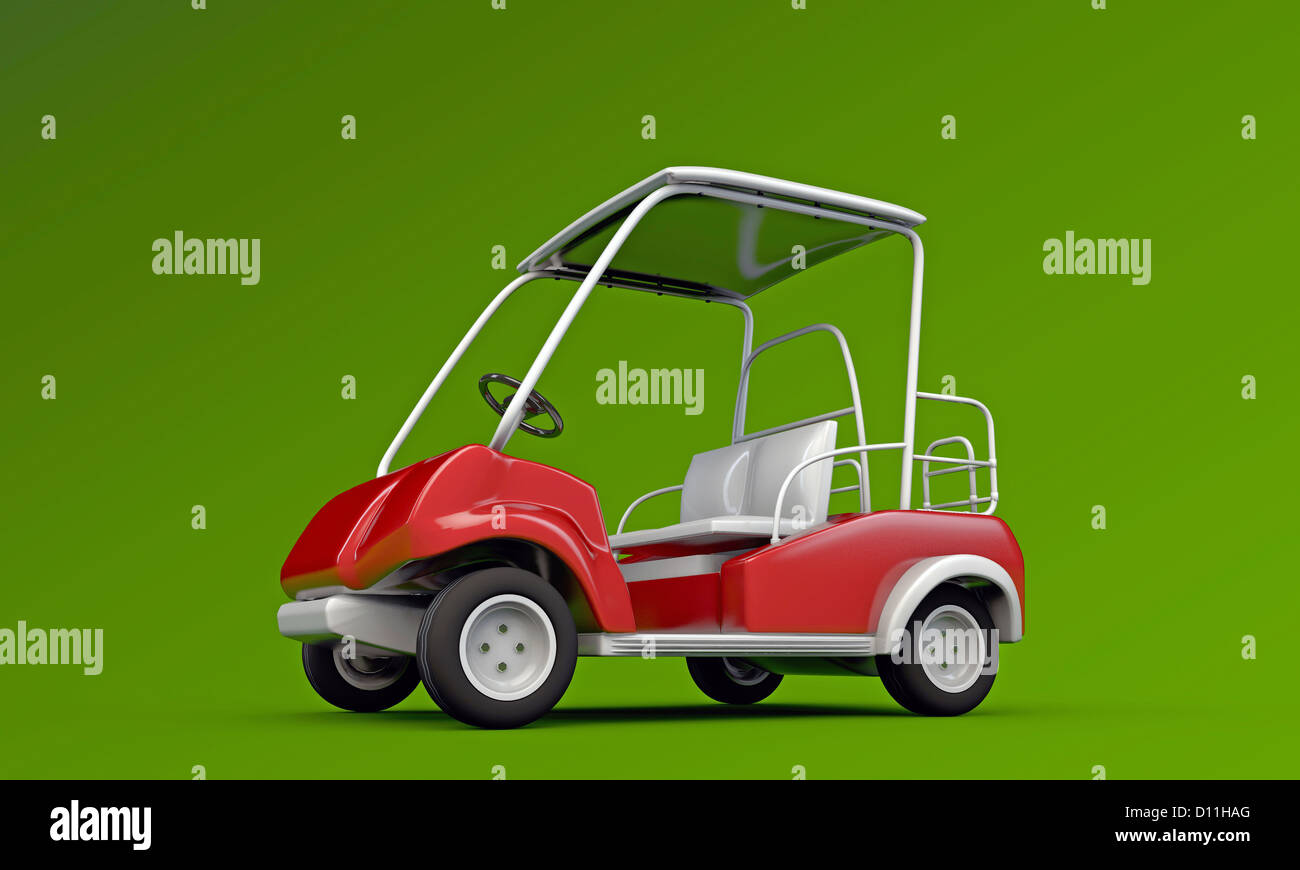 golf cart isolated on green background Stock Photo - Alamy