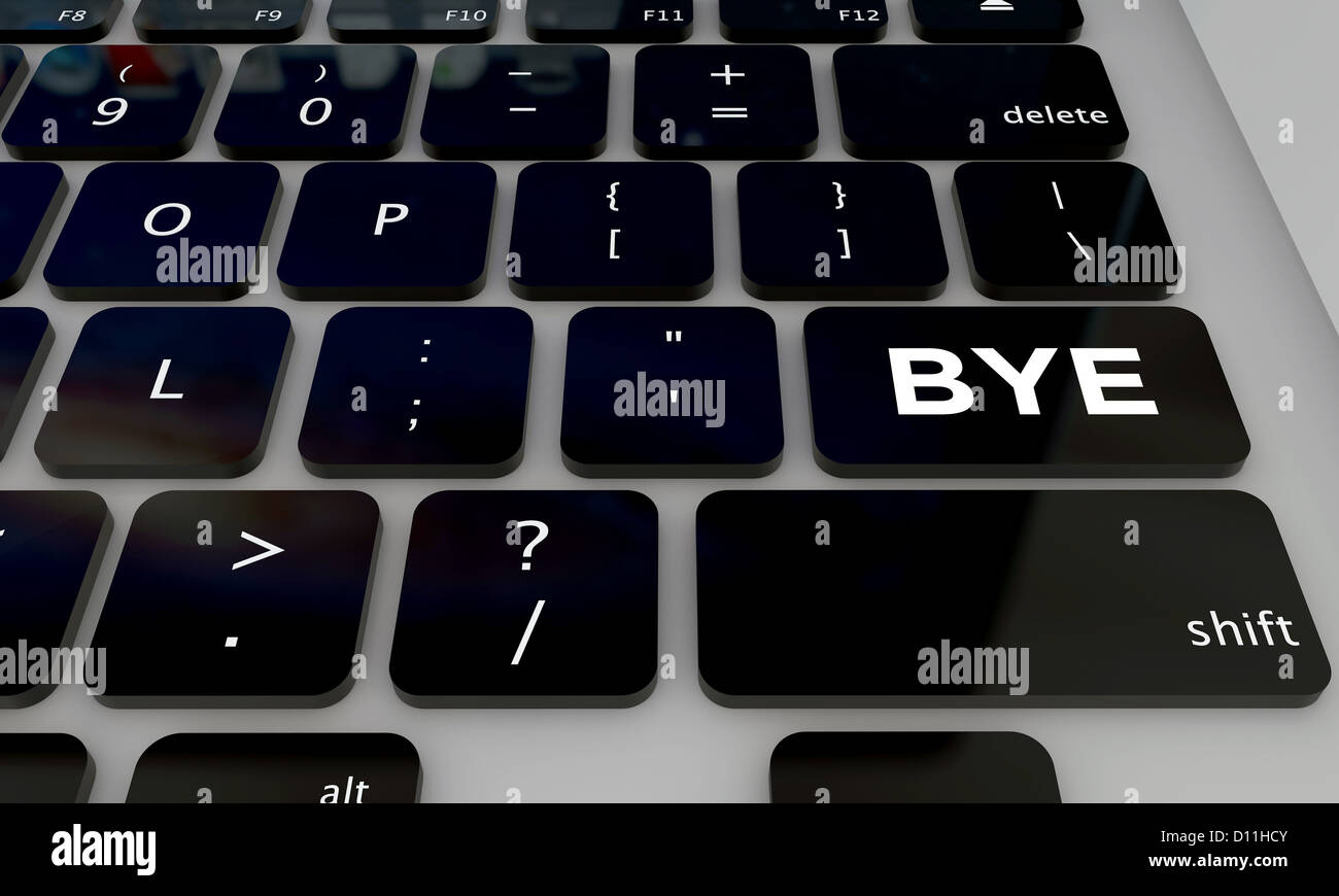 computer keyboard with bye button Stock Photo - Alamy
