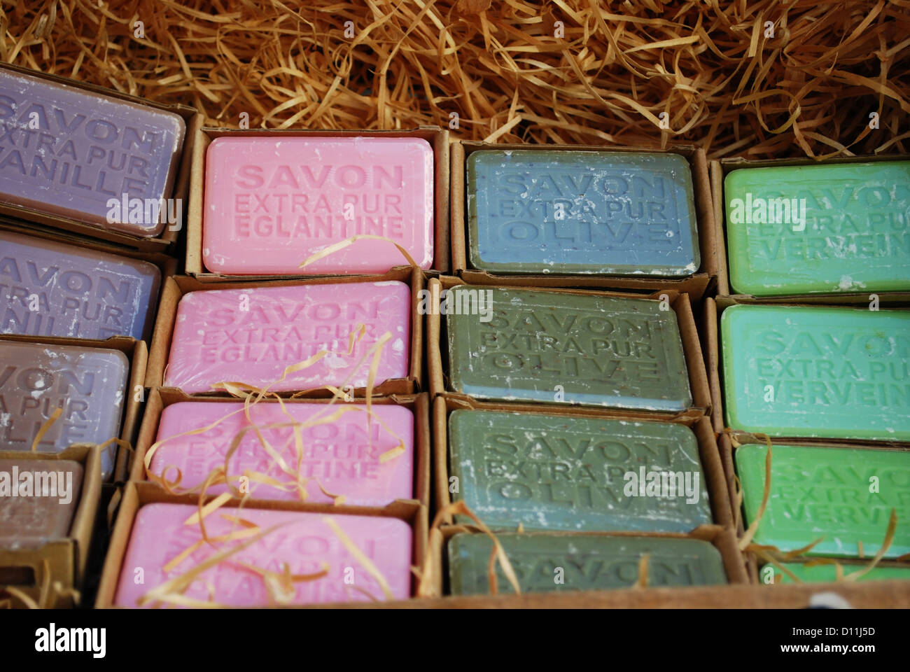 Colorful natural soaps for sale in Provence, France Stock Photo - Alamy