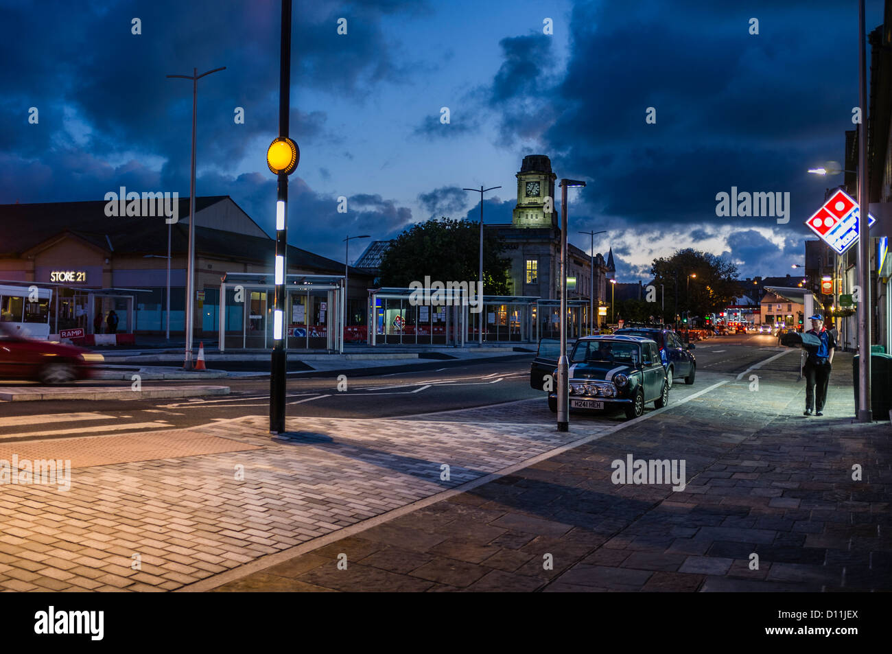 The town centre of Aberystwyth, bus and railway station , a street ...