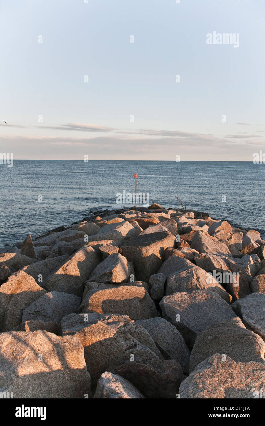 Rock Groyne In The English Channel; Sidmouth Devon England Stock Photo ...