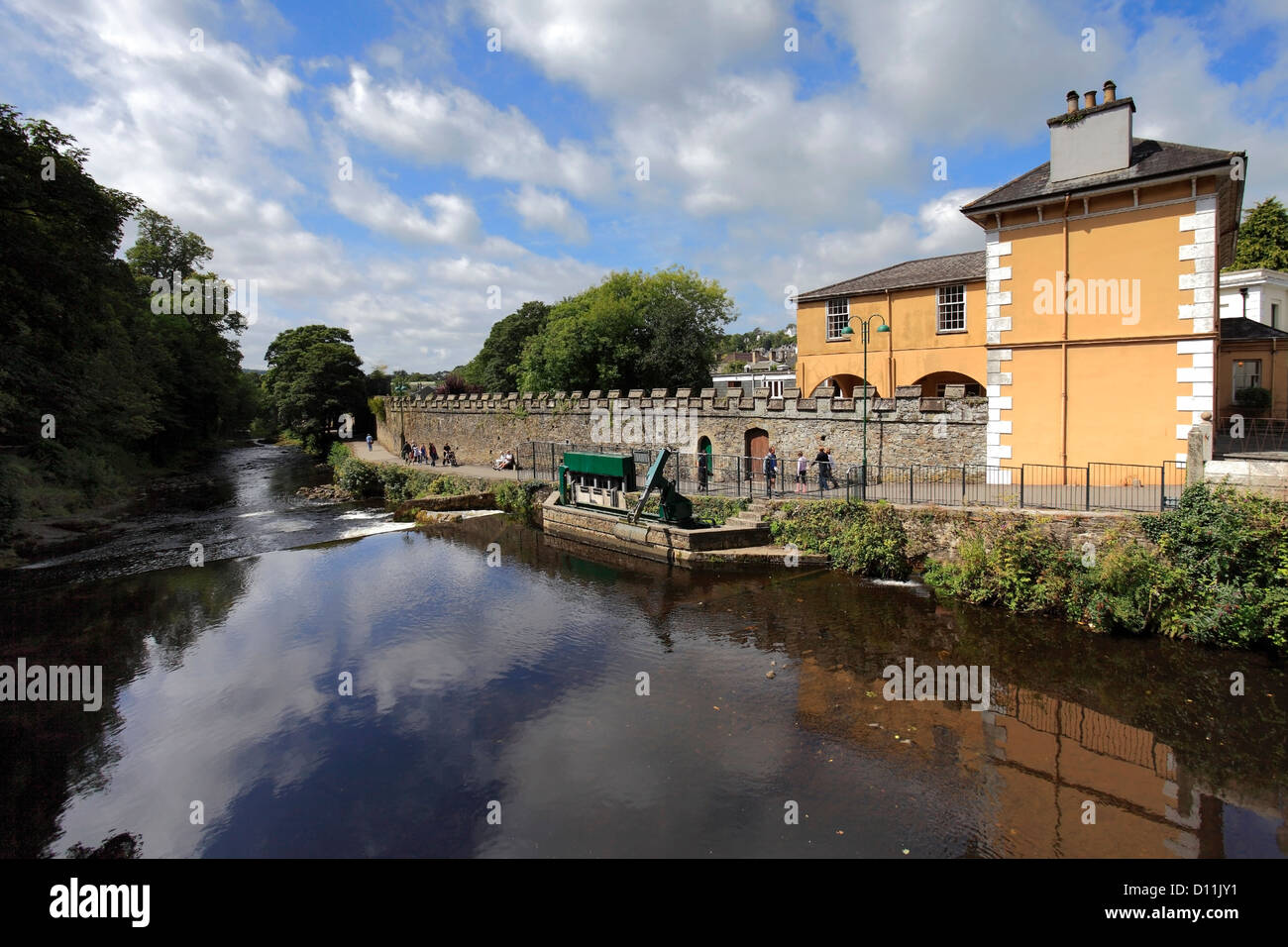 River Tavy weirs, Tavistock town, Devon County, England, UK Stock Photo ...
