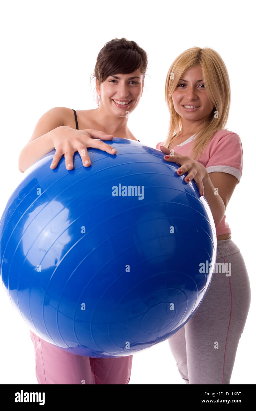 Fitness girl pose by pilates ball Stock Photo - Alamy