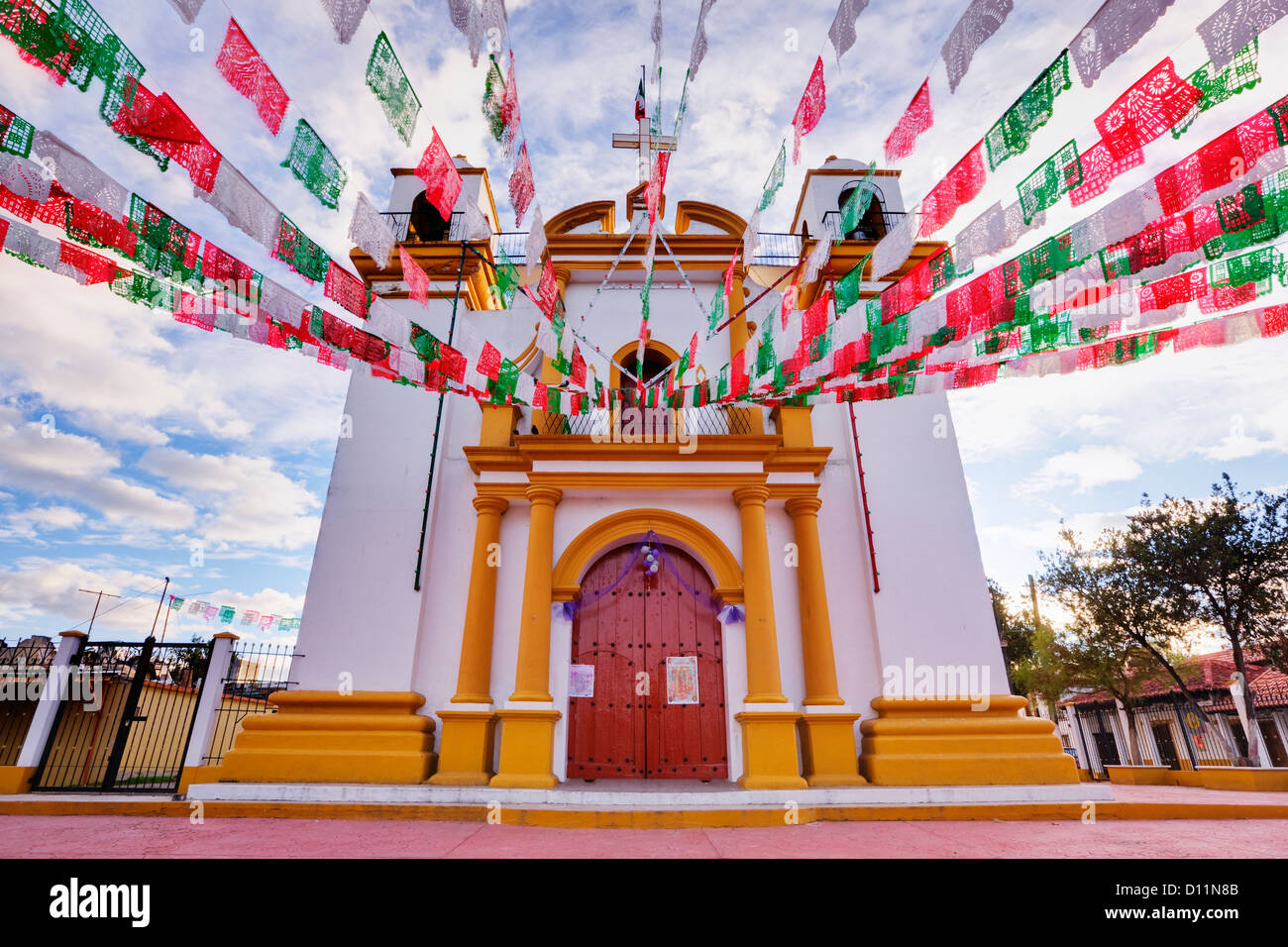 Rows of Flags Outside Church Stock Photo - Alamy