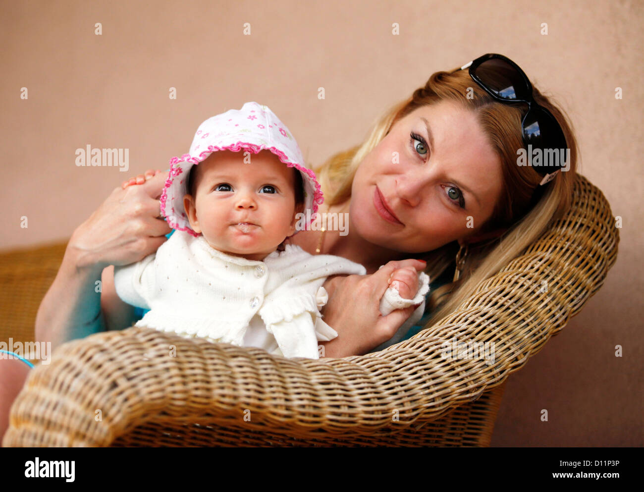 Portrait of beautiful happy smiling mather with baby outdoor Stock ...