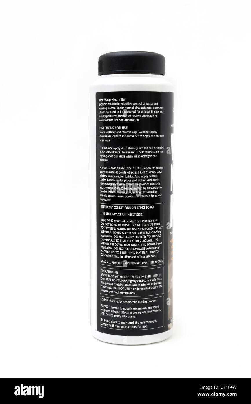 Information On Bottle Of Wasp Nest Killer Powder Stock Photo - Alamy