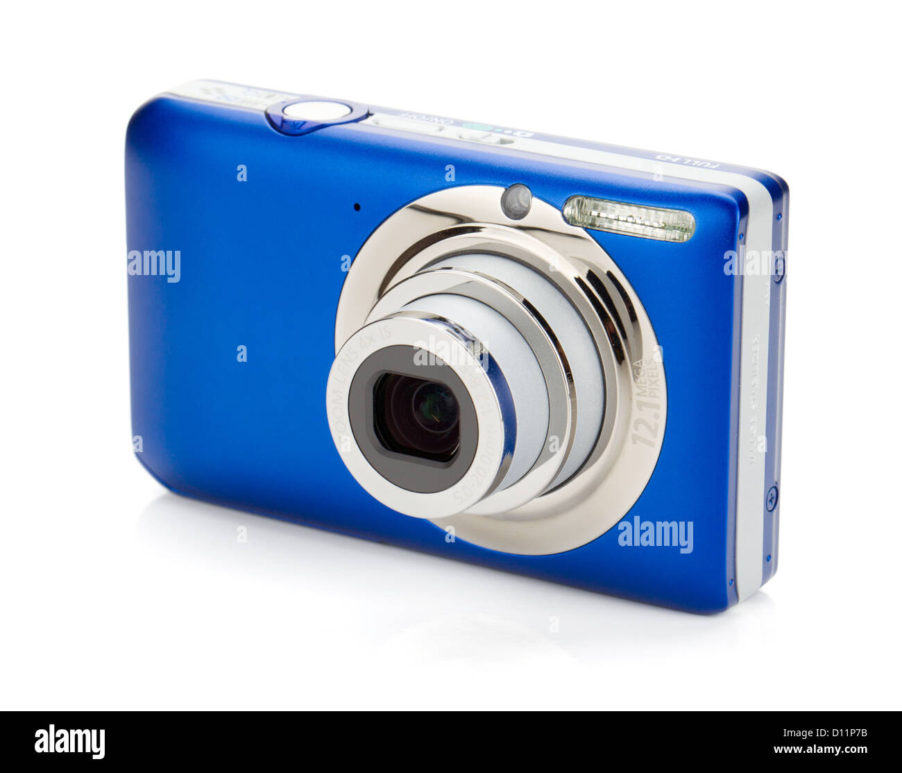Blue compact camera. Isolated on white background Stock Photo - Alamy