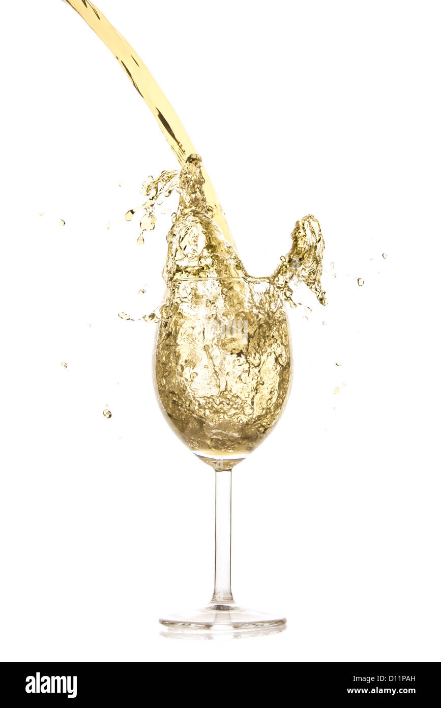 white wine splash isolated on white Stock Photo - Alamy