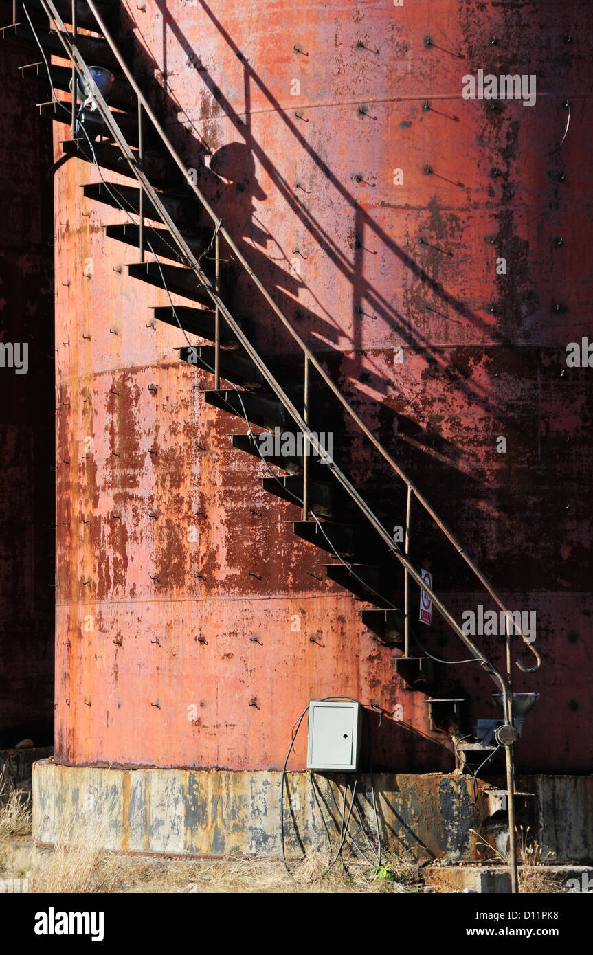 Steps Up The Side Of A Round Red Metal Structure; Beijing China Stock ...