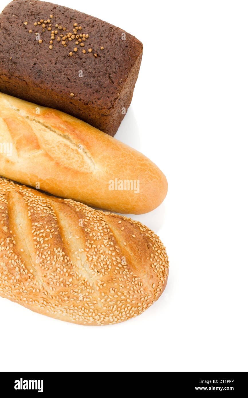 Three loafs of bread. Isolated on white background Stock Photo - Alamy