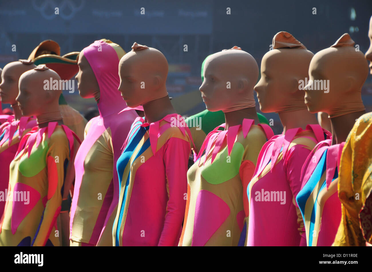 Models In A Row Wearing Bright Colourful Clothing; Beijing China Stock ...
