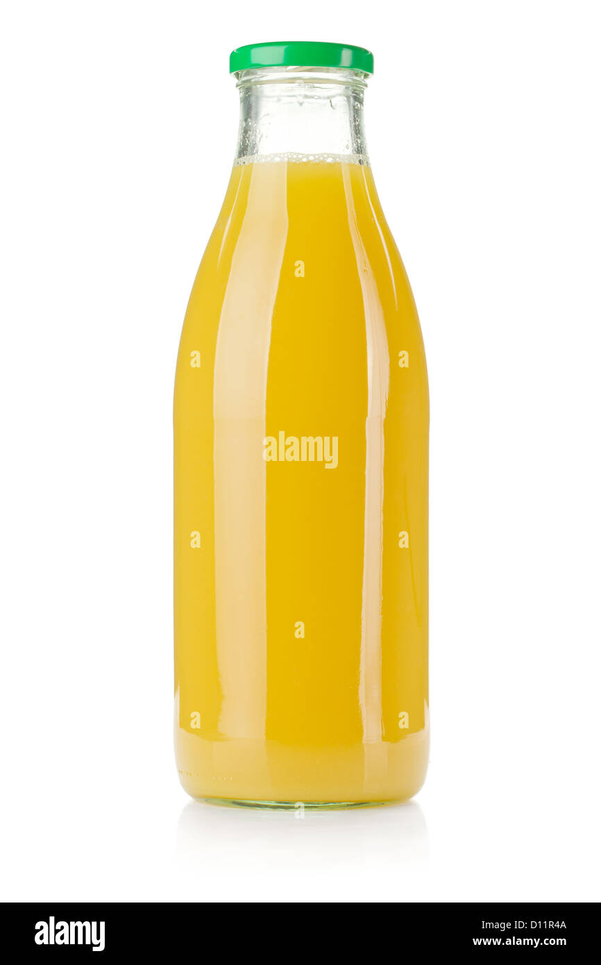 Glass bottle of pineapple juice. Isolated on white Stock Photo - Alamy