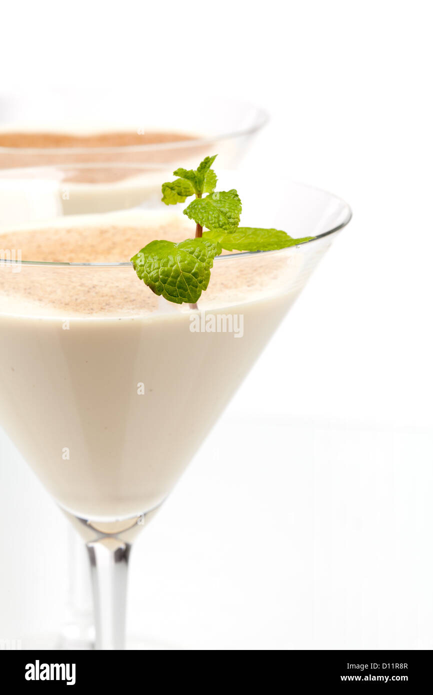 Alcohol cocktail with milk and mint isolated on white background Stock ...