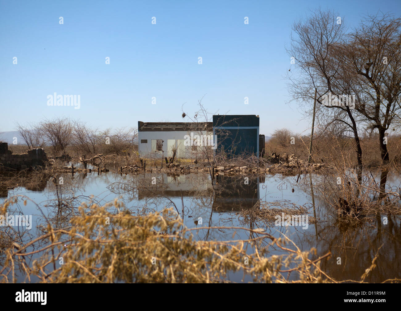 Ruins Of A House In A Flooded Area Of The Lake Basaka, Metehara ...