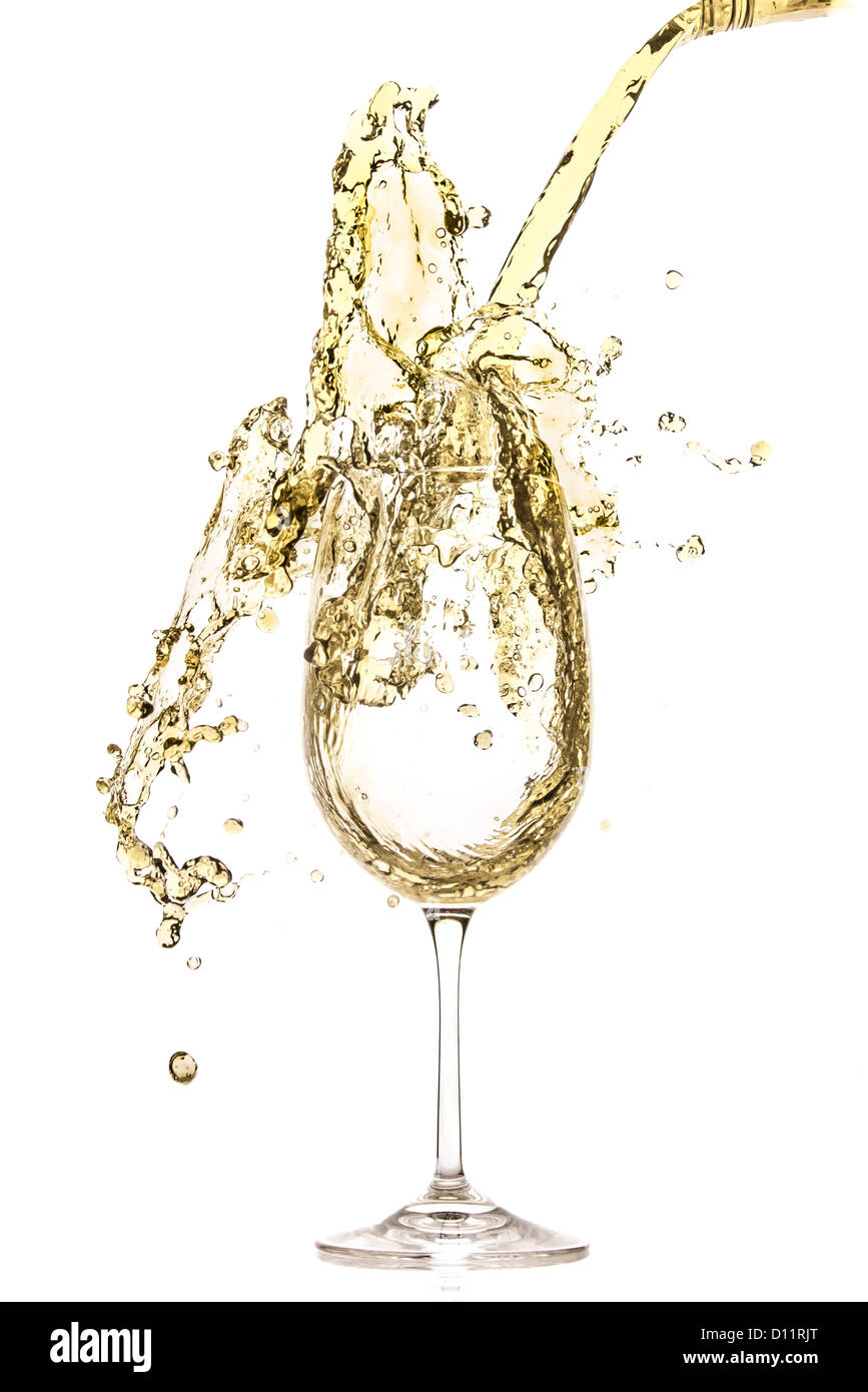 white wine splash isolated on white Stock Photo - Alamy