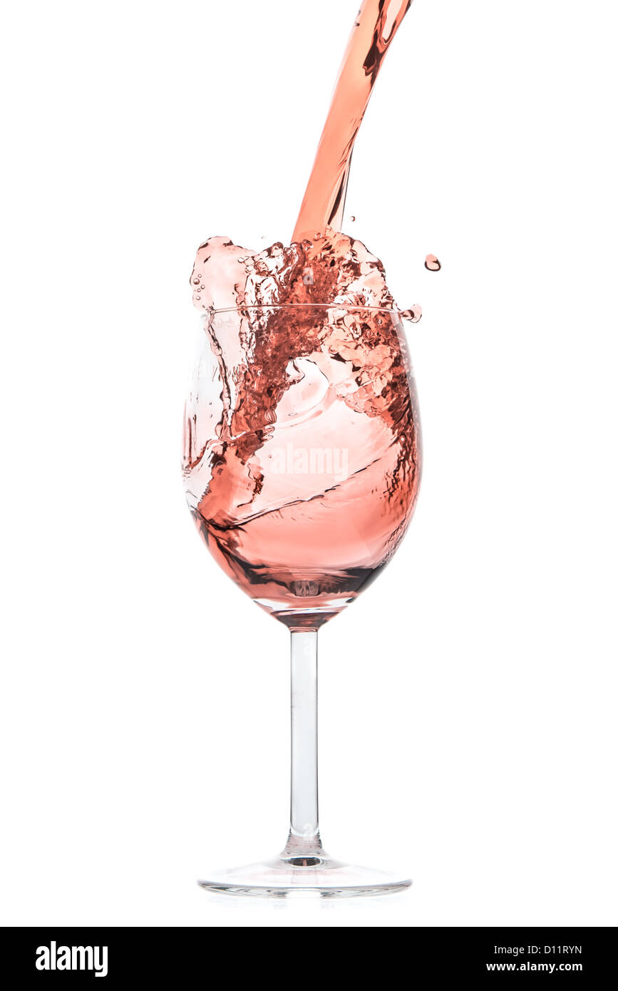 rose wine splashing on white background Stock Photo - Alamy