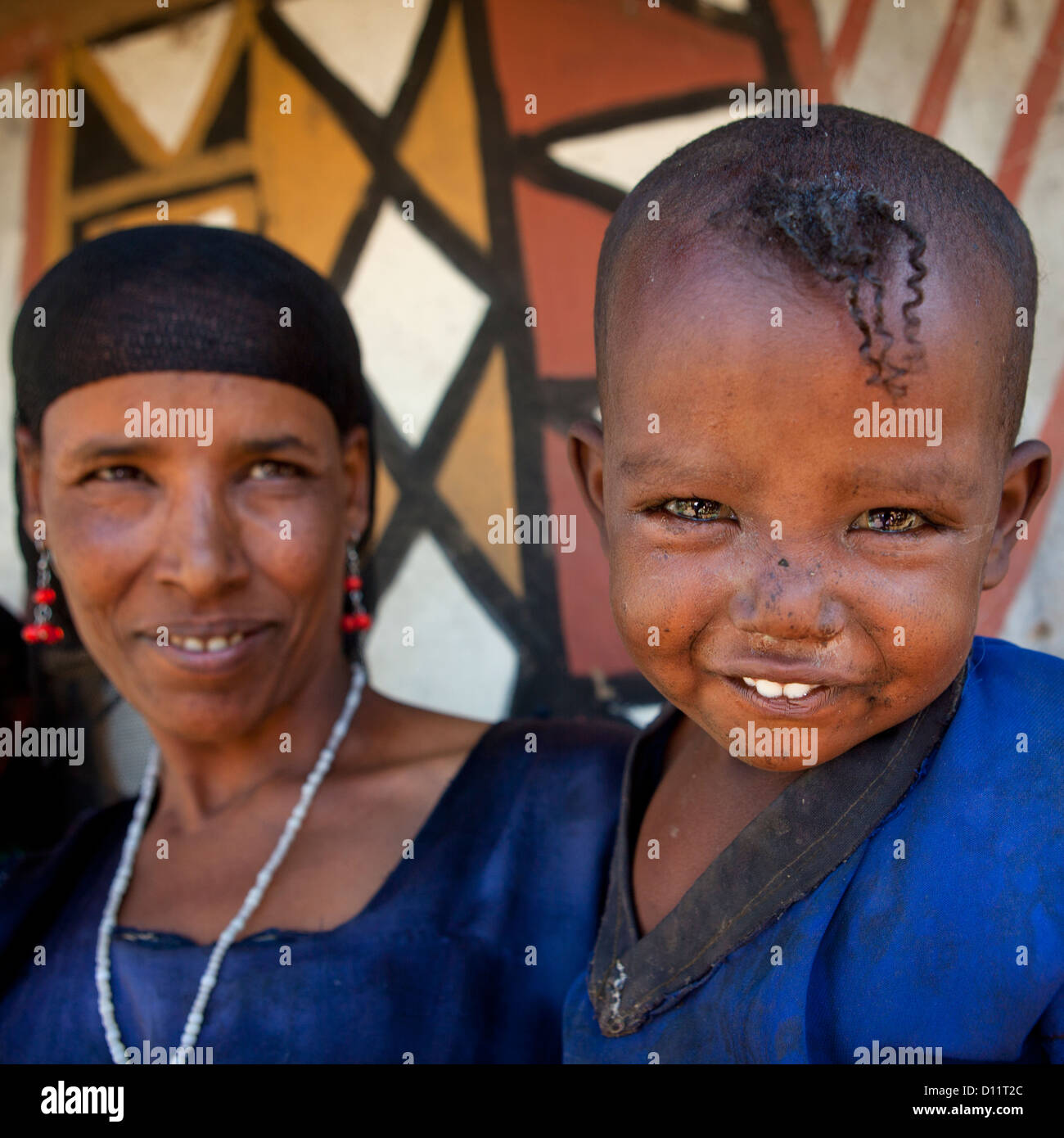 Portrait Of A Kid And Mother With Toothy Smiles, Alaba, Ethiopia Stock ...