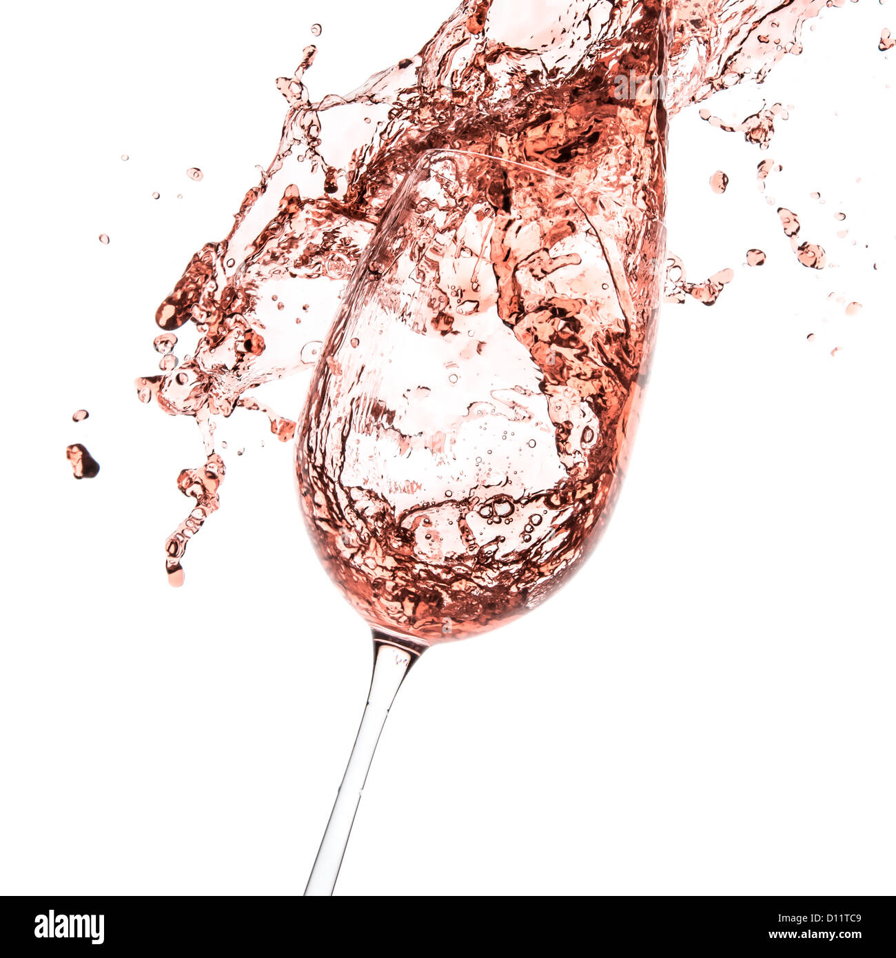 rose wine splashing on white background Stock Photo - Alamy