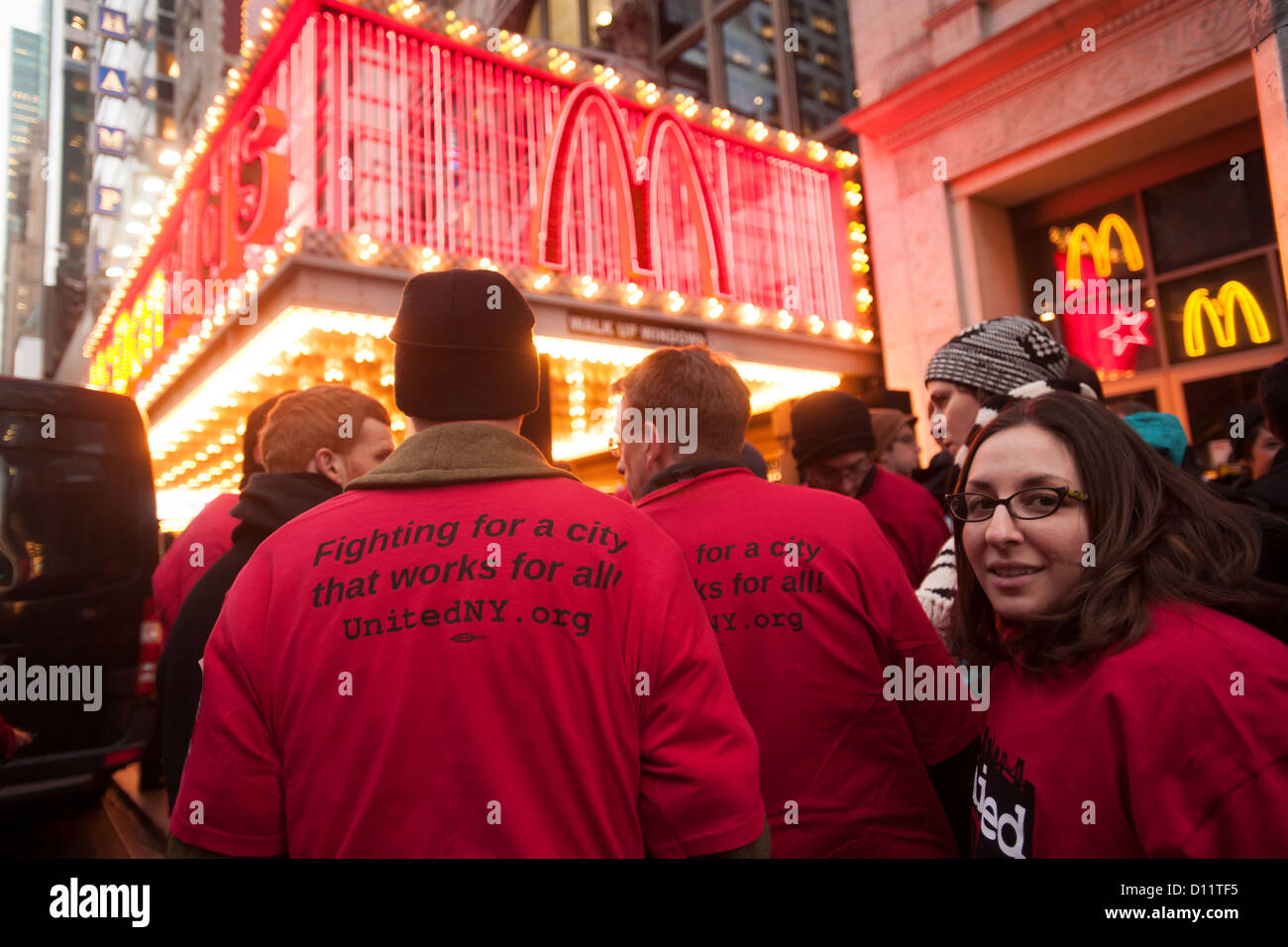 Workers at fast food restaurants engage in a one-day strike for a ...